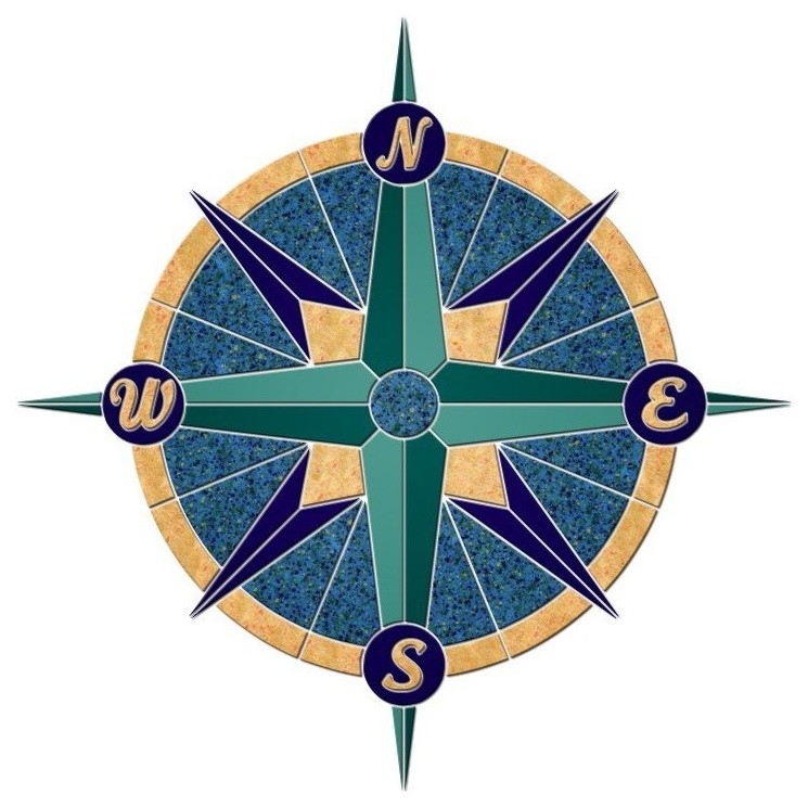 Rose Compass 2 Ceramic Swimming Pool Mosaic, 60"x60" - Beach Style ...