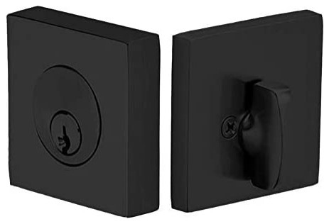 Emtek Single Cylinder Deadbolt Square Rosette Flat Black - Contemporary - Door Locks - by Ultra ...