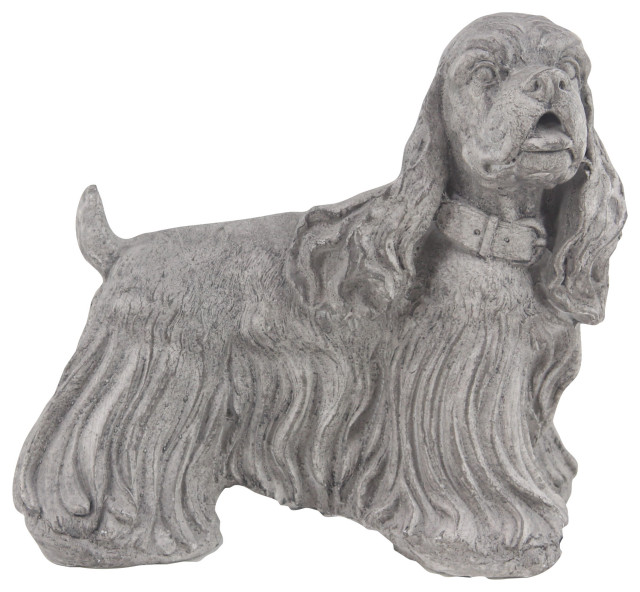 13 Inches Polystone Frame Dog Sculpture in Standing Position, Gray ...