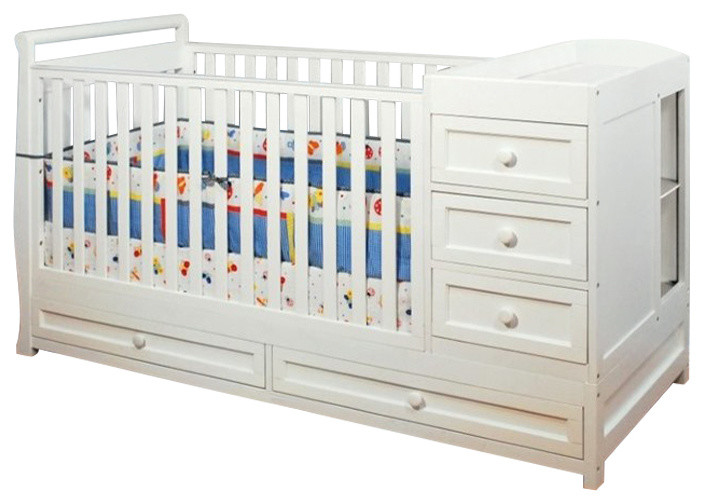 Athena Daphne 2 in 1 Convertible Crib in White - Transitional - Cribs ...