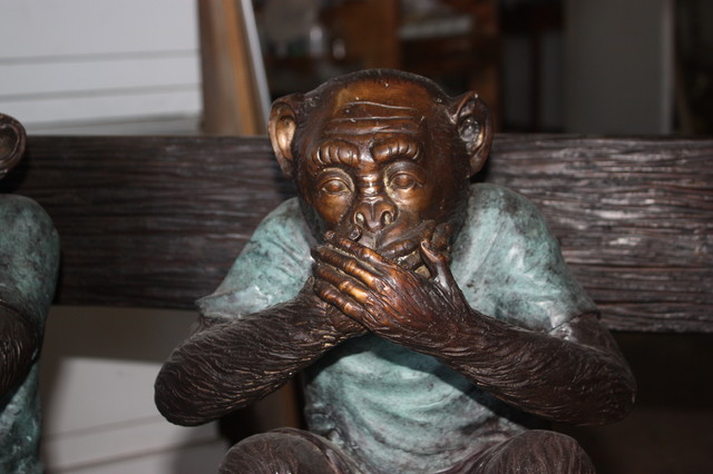 Three Wise Monkeys on Bench Bronze Statue - Eclectic - Decorative ...