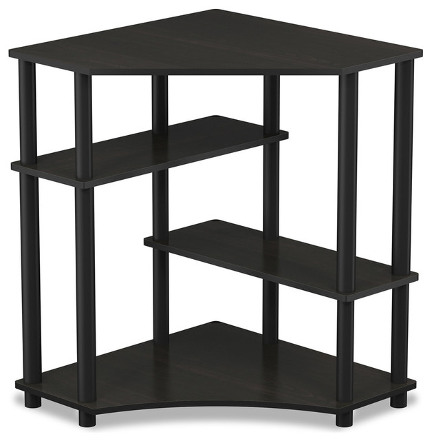 Turn-N-Tube Space Saving Corner Desk With Shelves, Espresso/Black ...