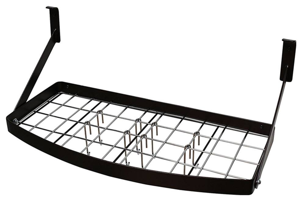 Wall Mount Square Grid Pot Pan Rack With 8 Hooks - Contemporary - Pot ...