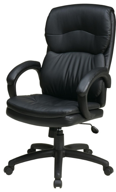 Executive High-Back Office Chair, Bonded Leather, Padded Contour Seat ...