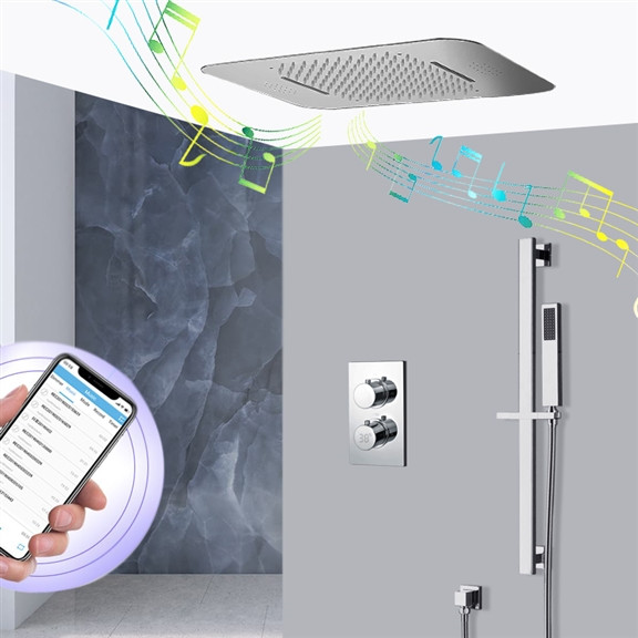 Monza 20*14" Remote Controlled LED Digital Rainfall Shower System ...