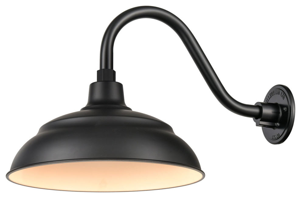 R Series Collection 1 Light 17" Satin Black RLM Warehouse Shade ...