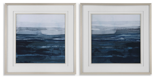 Uttermost Rising Blue Abstract Framed Prints, Set/2 - Contemporary ...