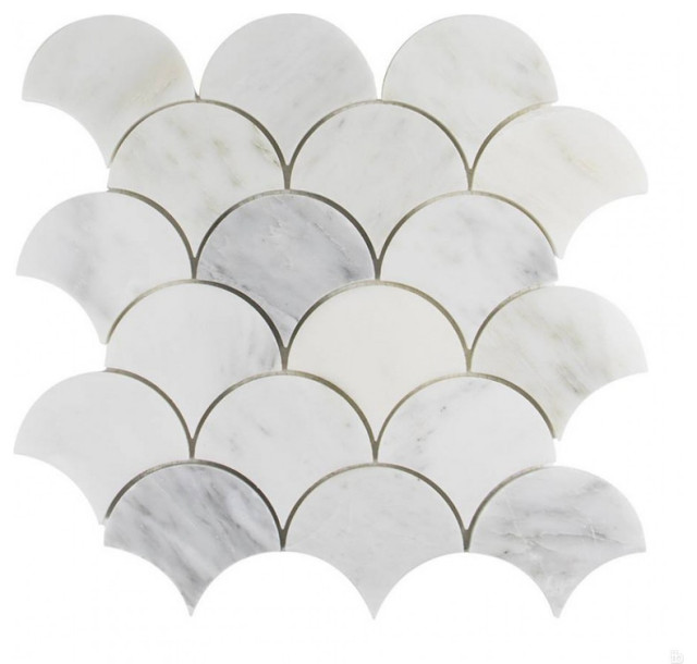 Oriental White Shell Marble Mosaic - Beach Style - Mosaic Tile - by ...