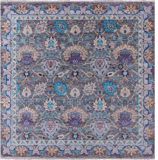 10' Square Handmade William Morris Wool Rug - Q15645, 9' 11" X 9' 11 ...