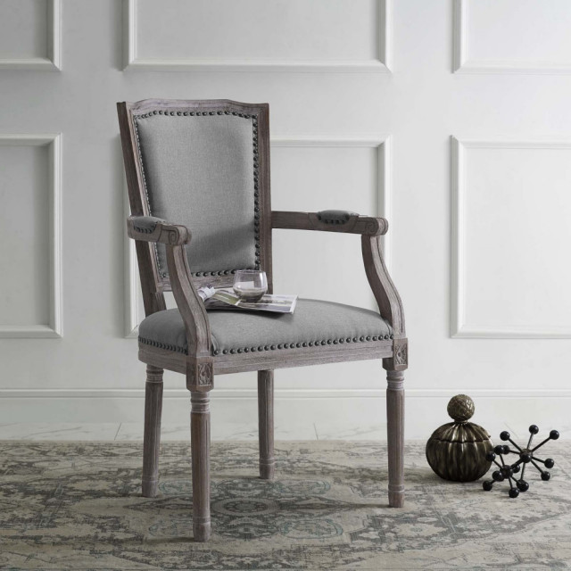Penchant Vintage French Upholstered Fabric Dining Armchair - French ...
