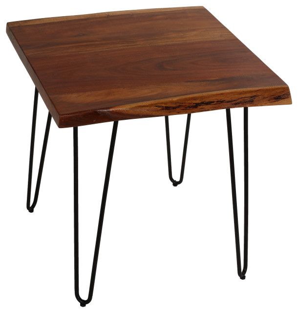 Bare Decor Nunavut Square End Table Wood Live Top With Black Metal ...