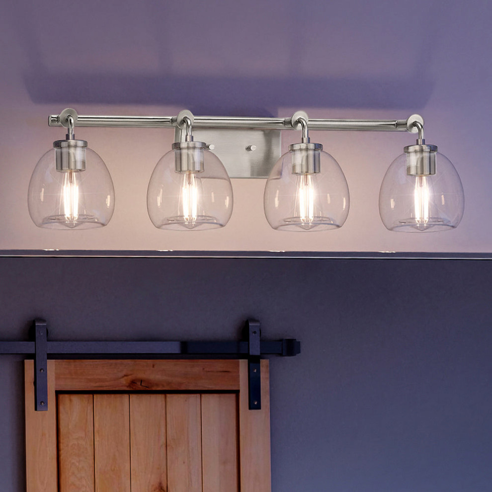 Luxury Industrial Bath Light, Brushed Nickel - Transitional - Bathroom ...