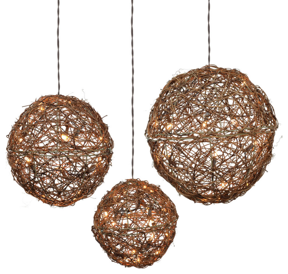 Vickerman 60Lt x 3Pc 8-10-12" Rattan Ball Set, 8-10-12" - Tropical ...