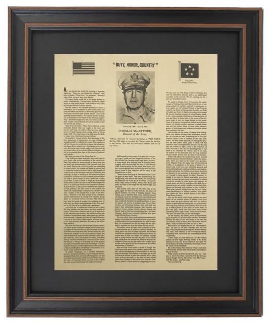 Framed Duty, Honor, Country Address - Douglas MacArthur - Traditional ...