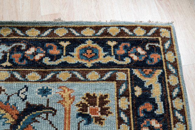 Hand-Knotted Wool Navy Traditional All Over Traditional Knot Rug, 10' X ...