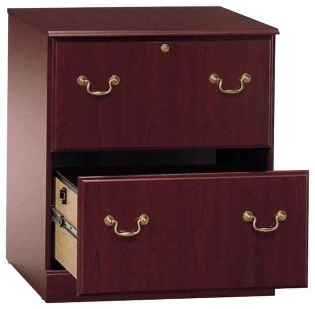 Bowery Hill 2 Drawers Vertical Cherry Wood Filing Cabinet Easy Assembly - Traditional - Filing ...