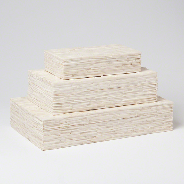 Chiseled Bone Storage Box, Large, Small - Contemporary - Storage Bins ...