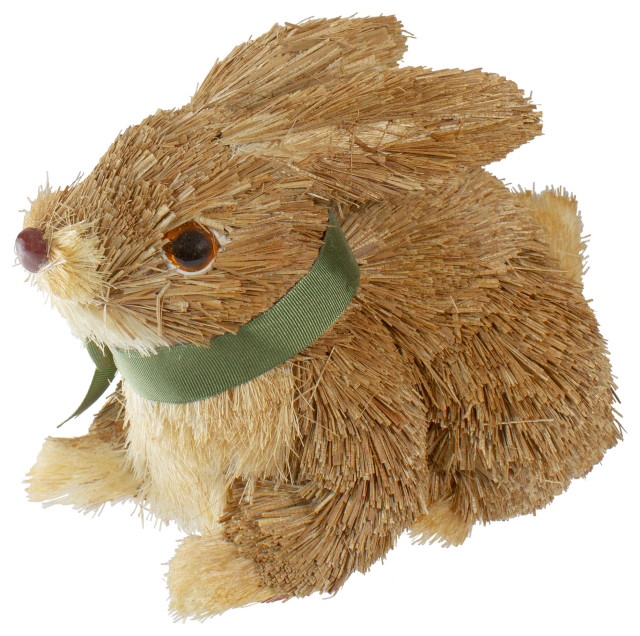 8" Brown Sisal Bunny Rabbit Easter Figure - Farmhouse - Holiday Accents ...