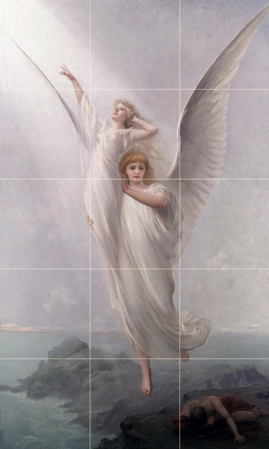 Tile Mural HUMAN SOUL angels wings girls Backsplash, Four Inch Marble ...