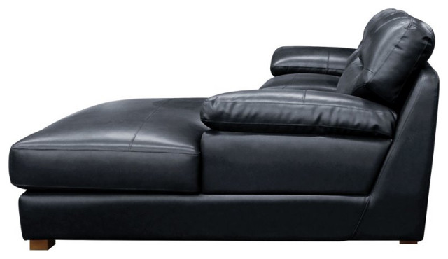 Sunset Trading Jayson 115" Modern Top-Grain Leather Sofa with Chaise in ...