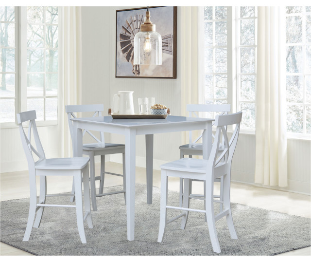 36" x 36" CounterHeight Dining Table with X-Back Stools - Transitional ...