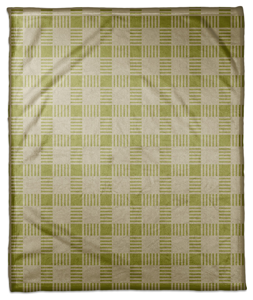 Green Plaid Fleece Blanket - Contemporary - Throws - by Designs Direct ...