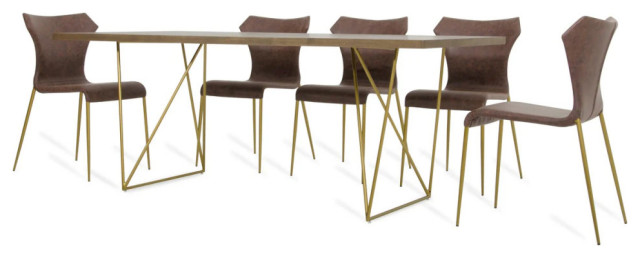 Odette Modern Tobacco & Antique Brass Dining Table - Contemporary - Dining Tables - by Virgil ...