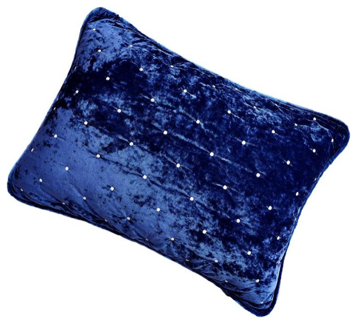 Velvet Dreams Dark Blue Plush Diamond Tufted Bedspread, 20x30 ...