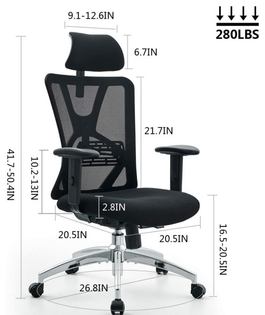 Ergonomic High Back Office Chair with Lumbar Support, 3D Armrests, and ...