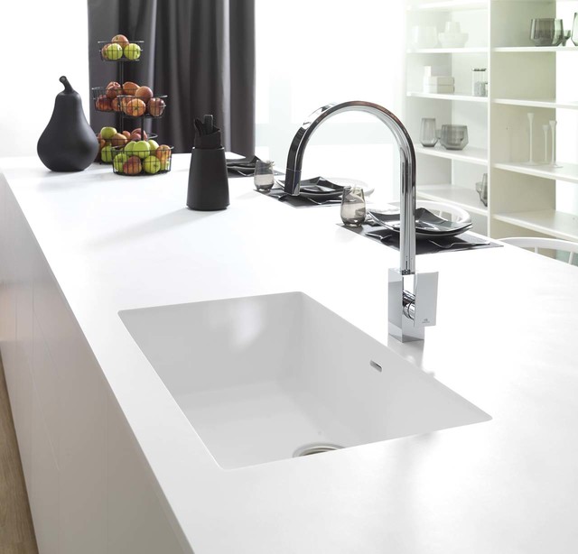 Roble y KRION Snow White en la cocina Emotions E4.00 de PORCELANOSA ...