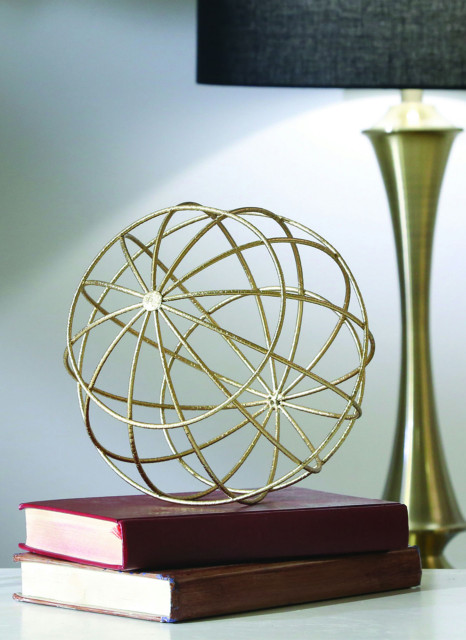 Metal 8" Decorative Orb, Gold - Contemporary - Decorative Objects And ...