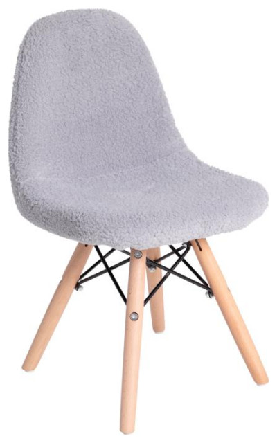 Zula Kid's Modern Padded Armless Faux Sherpa Accent Chair WithBeechwood ...