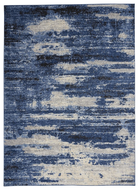 Calvin Klein River Flow Blue Grey Area Rug, 3'2"x5' - Contemporary ...