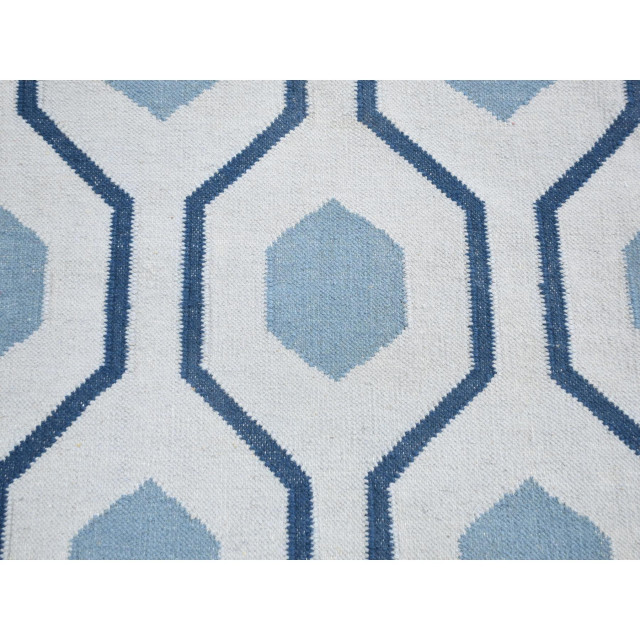 Ivory, Soft Wool Hand Woven, Kilim Geometric Design, Runner Rug, 2'7"x6 ...