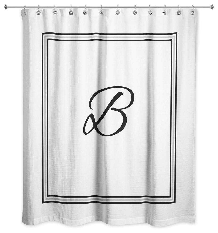 Classic White Monogrammed Shower Curtain Contemporary Shower