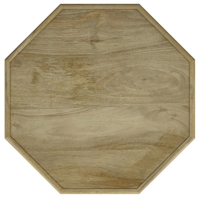 Torres Octagonal Solid Mango Wood Side Table Natural Brown, 25 ...
