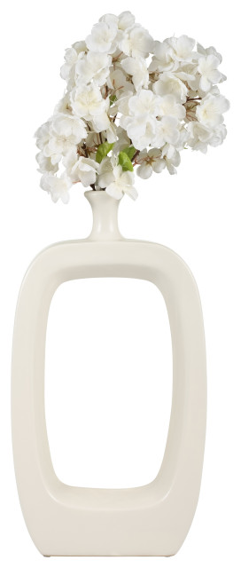 Ceramic 18" Vase, Cut-Out, Cream, 10x3x18 inches - Contemporary - Vases ...