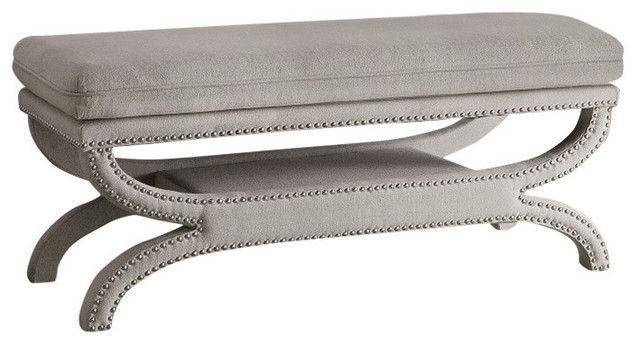 Patently Trendy Bench, Light Gray - Transitional - Upholstered Benches ...