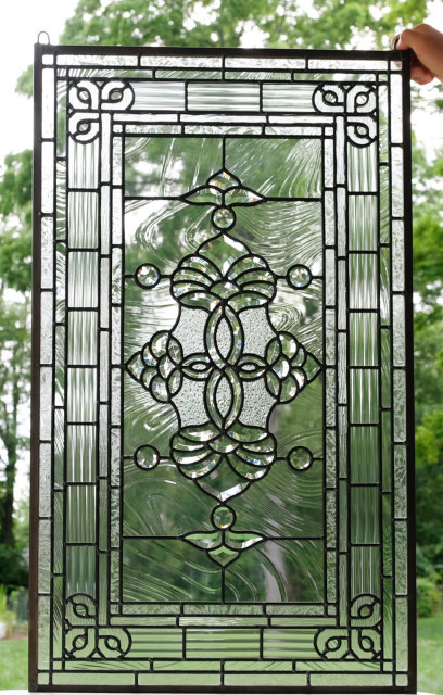 All clear beveled glass window Panel, 20"x34" - Victorian - Window Film ...