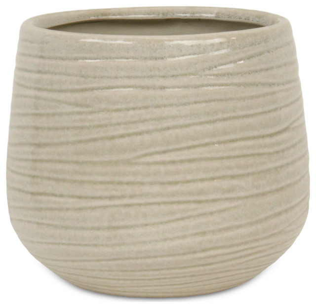 Wave Lined Ceramic Pot - X-Large - Transitional - Indoor Pots And ...
