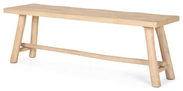 Sekou Light Brown Wooden Craftsman Bench - Transitional - Accent And ...