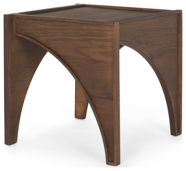 Laraya Medium Brown Wood With Arches End Table - Transitional - Side ...