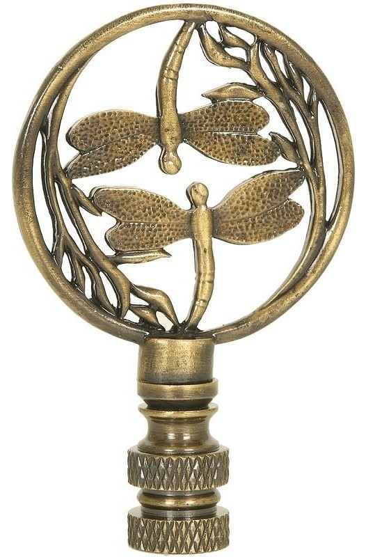Double Dragonfly Lamp Finial Antique Brass 3"h, 3 Height - Contemporary ...