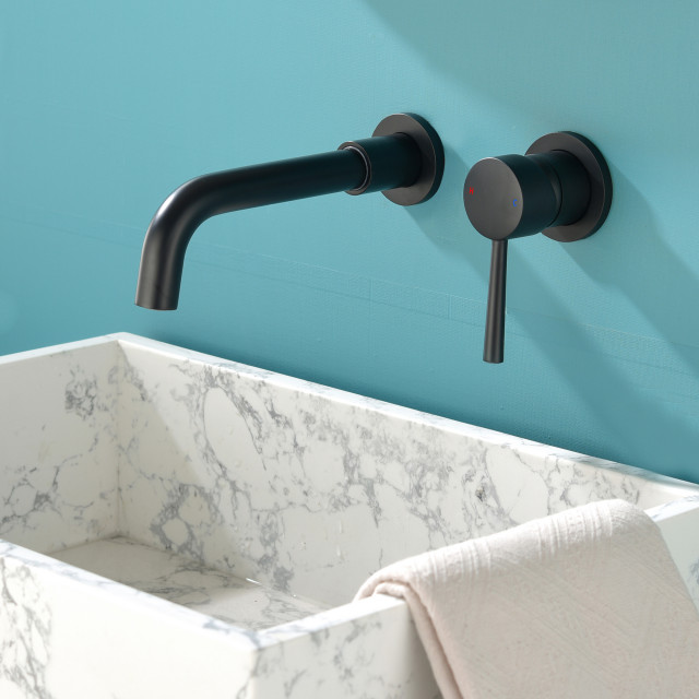 Single Handle Wall Mount Bathroom Faucet - Transitional - Bathroom Sink ...