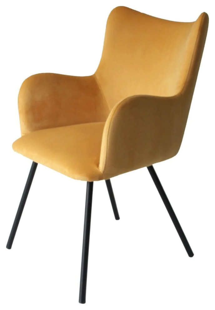 Mary Modern Yellow Velvet Dining Chair, Set of 2 - Contemporary ...