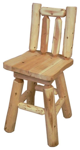 Rustic White Cedar Log Backed Bar Stool, Bar Height - Rustic - Bar ...
