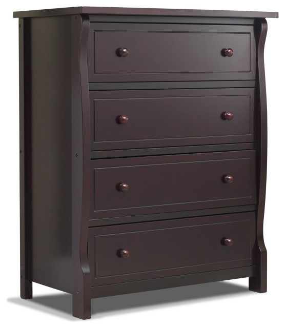 Vertical Dresser, Curved Sides & Accented Drawers With Rounded Pulls ...