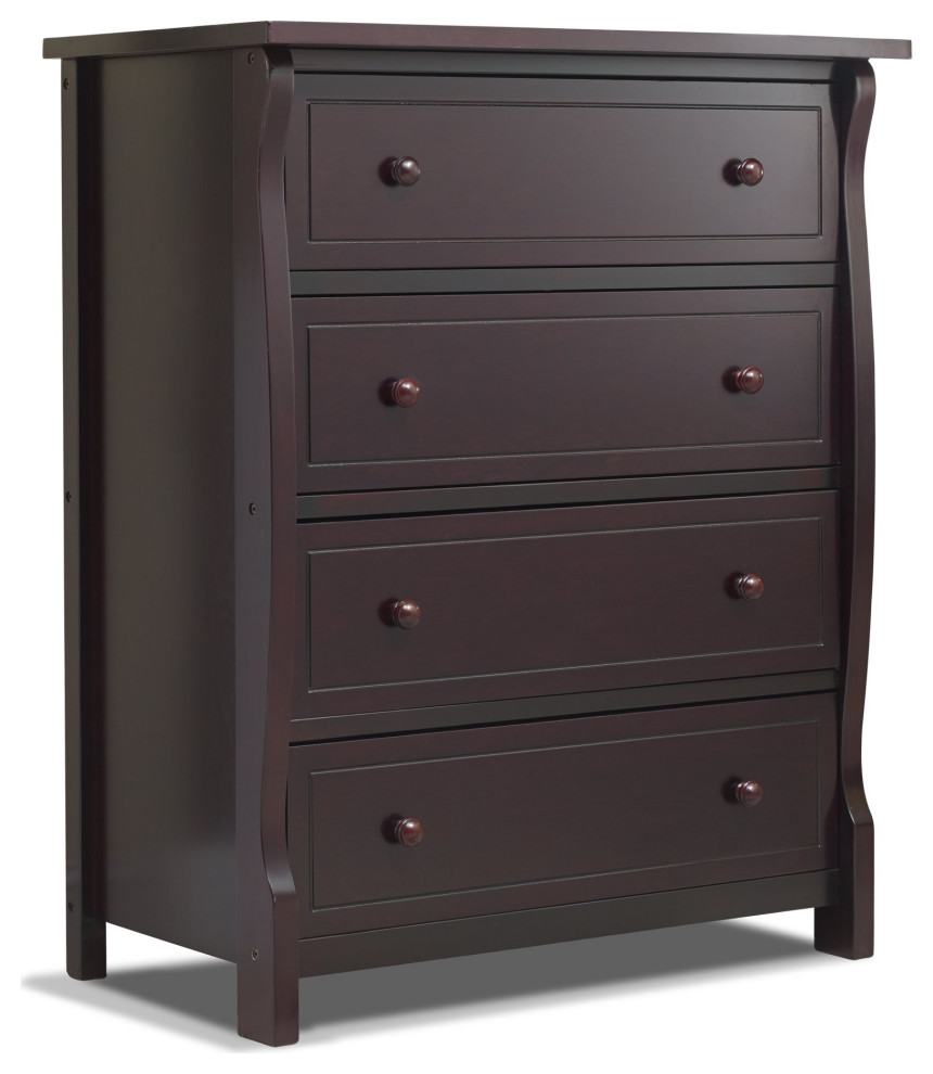 Vertical Dresser, Curved Sides & Accented Drawers With Rounded Pulls ...