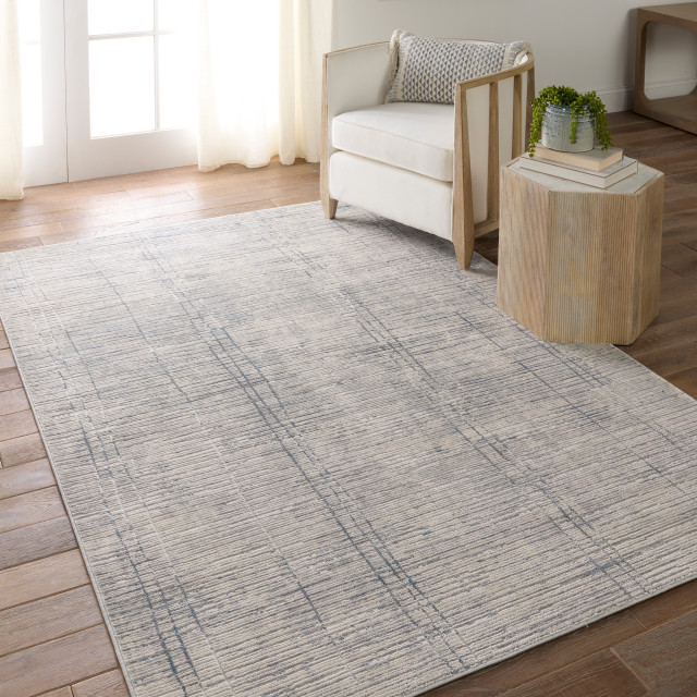 Paolini Striped Cream/ Blue Runner Rug, 9'3"X12' - Contemporary - Area ...