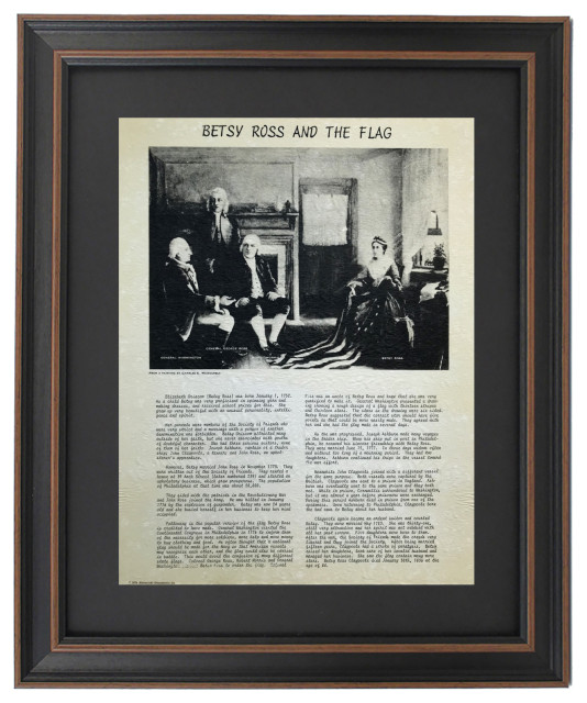Framed Betsy Ross and The Flag Replica with History of Life of Betsy ...